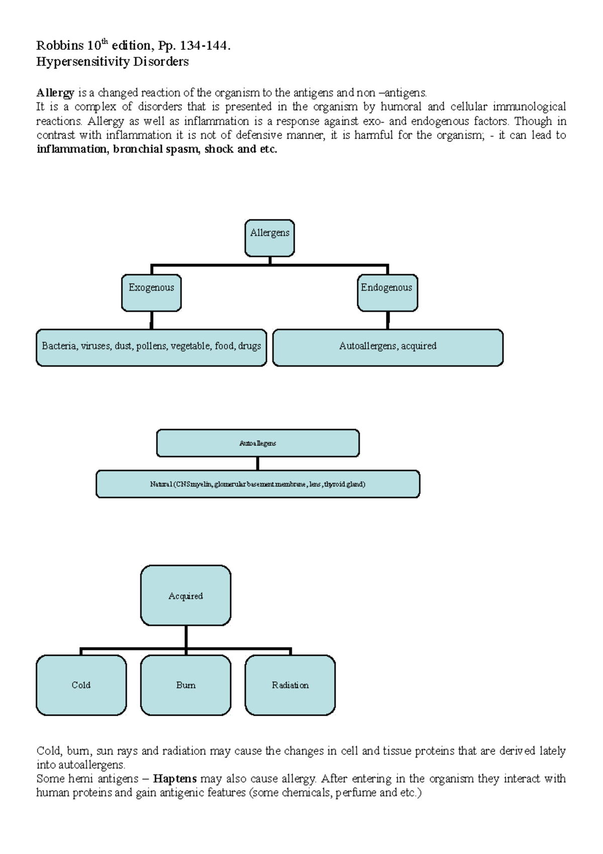 Hypersensitivity 16 - assignment - Robbins 10th edition, Pp. 134-144 ...