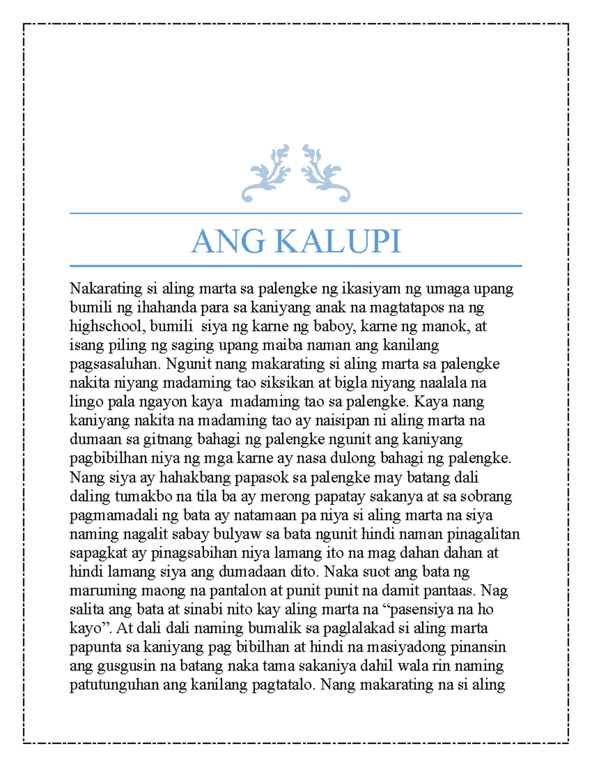 Pagsulat ng Journal - This is a research work - ANG KALUPI Nakarating ...