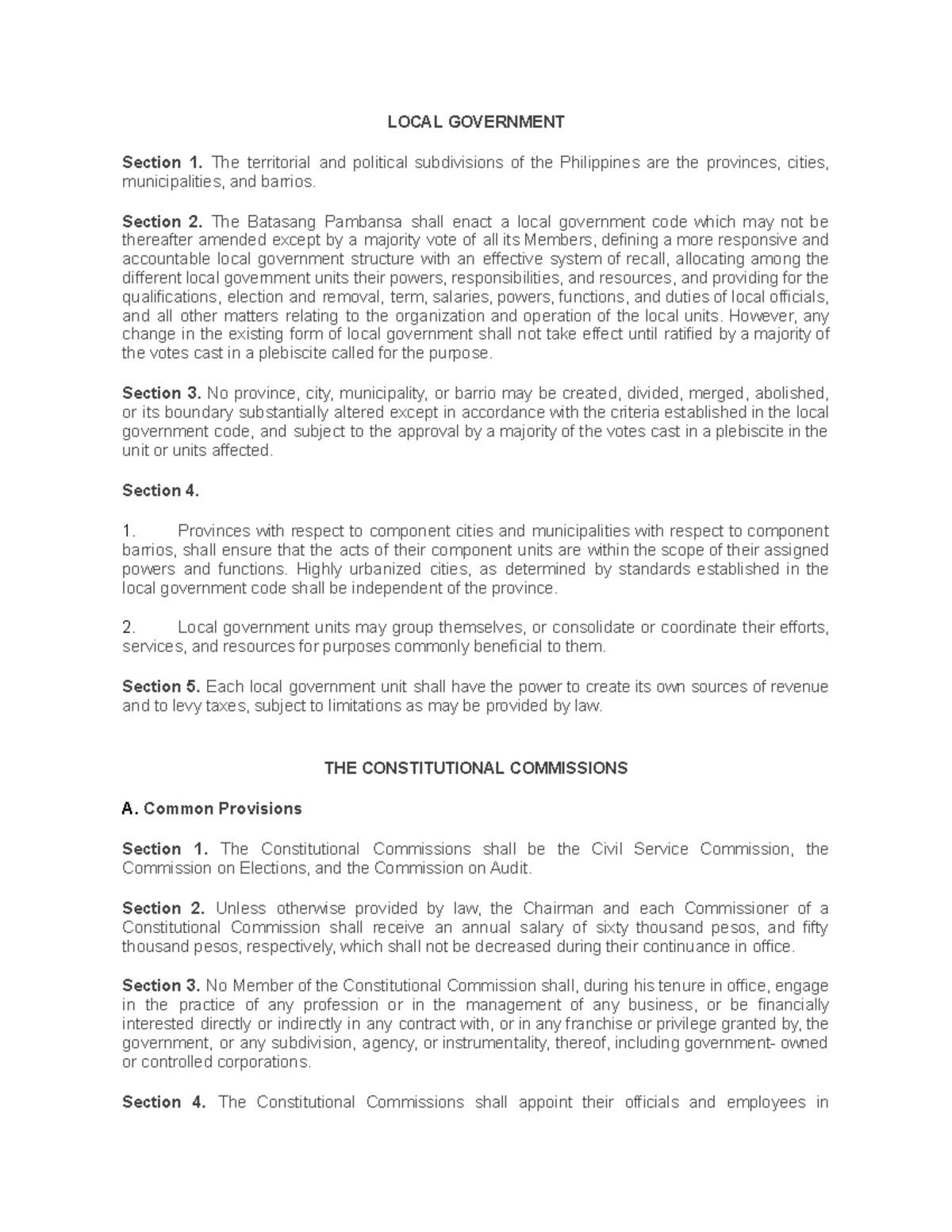 Local Government - LOCAL GOVERNMENT Section 1. The territorial and ...