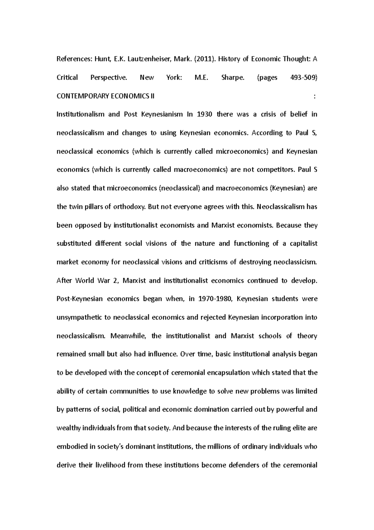 Contemporary Economics - References: Hunt, E. Lautzenheiser, Mark ...