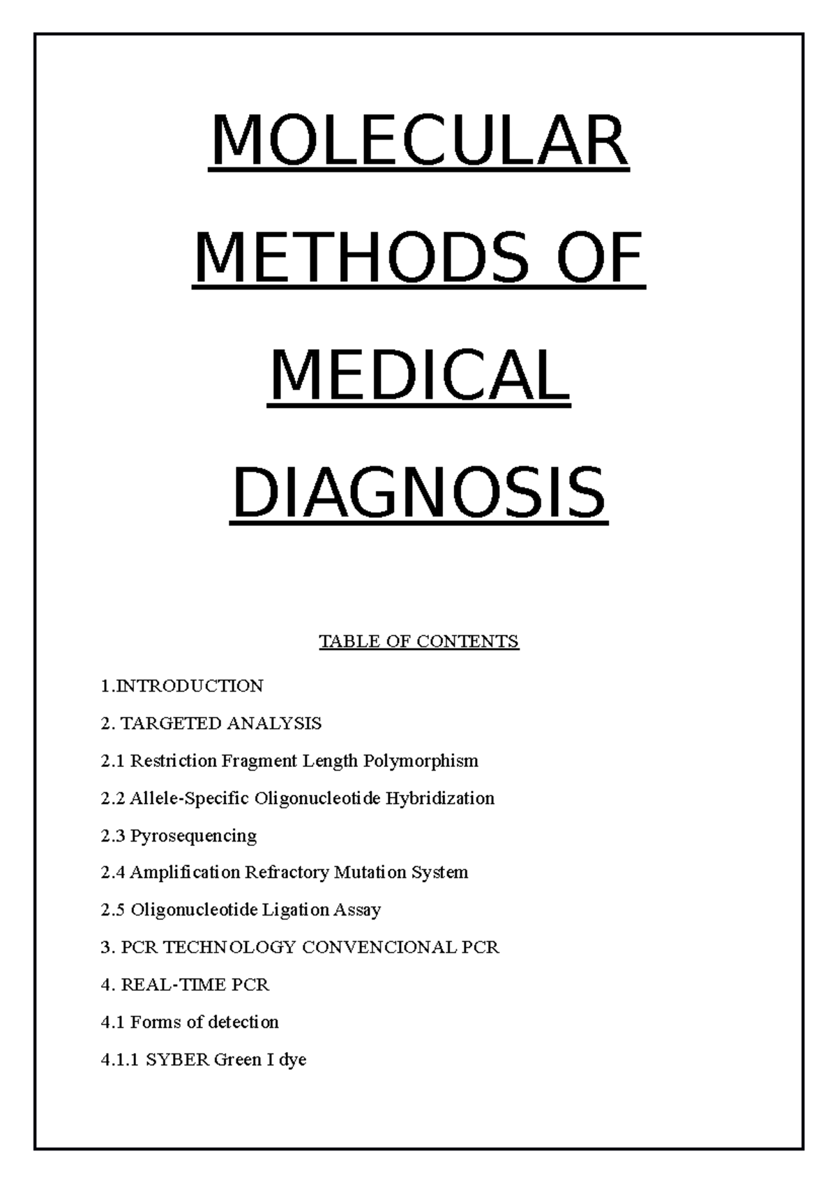 Molecular Methods OF Medical Diagnosis - MOLECULAR METHODS OF MEDICAL ...