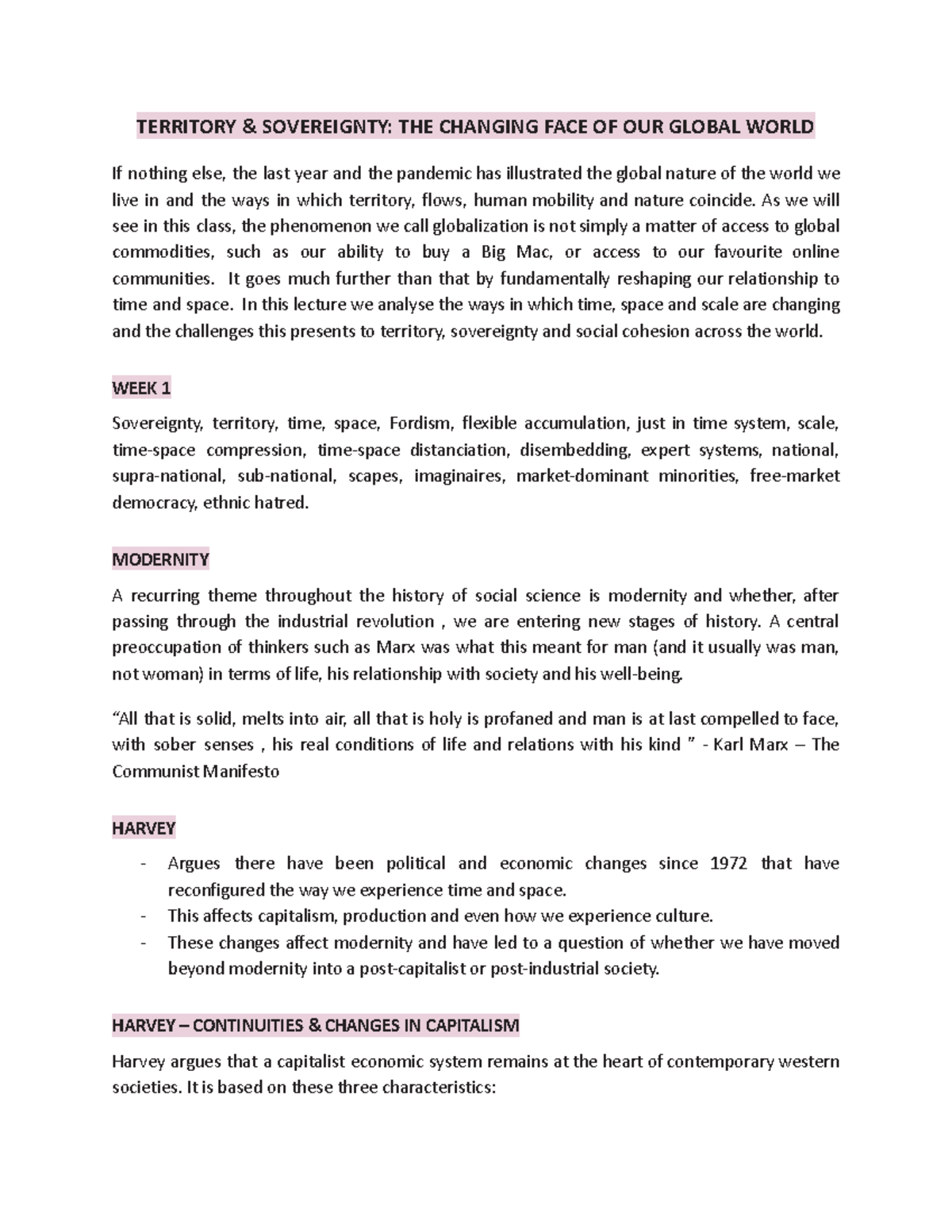 INST1005 - Week 1 Lecture Notes - Territory and Sovereignty The ...
