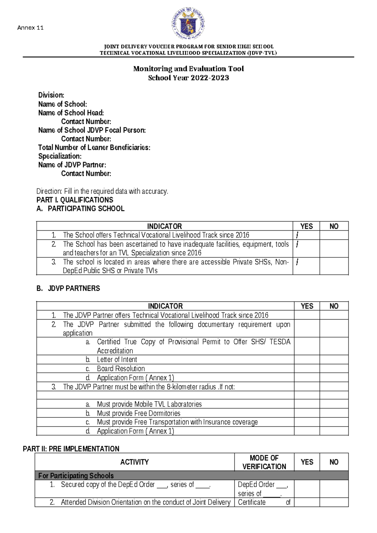 Annex-11 - FORMAT - JOINT DELIVERY VOUCHER PROGRAM FOR SENIOR HIGH ...