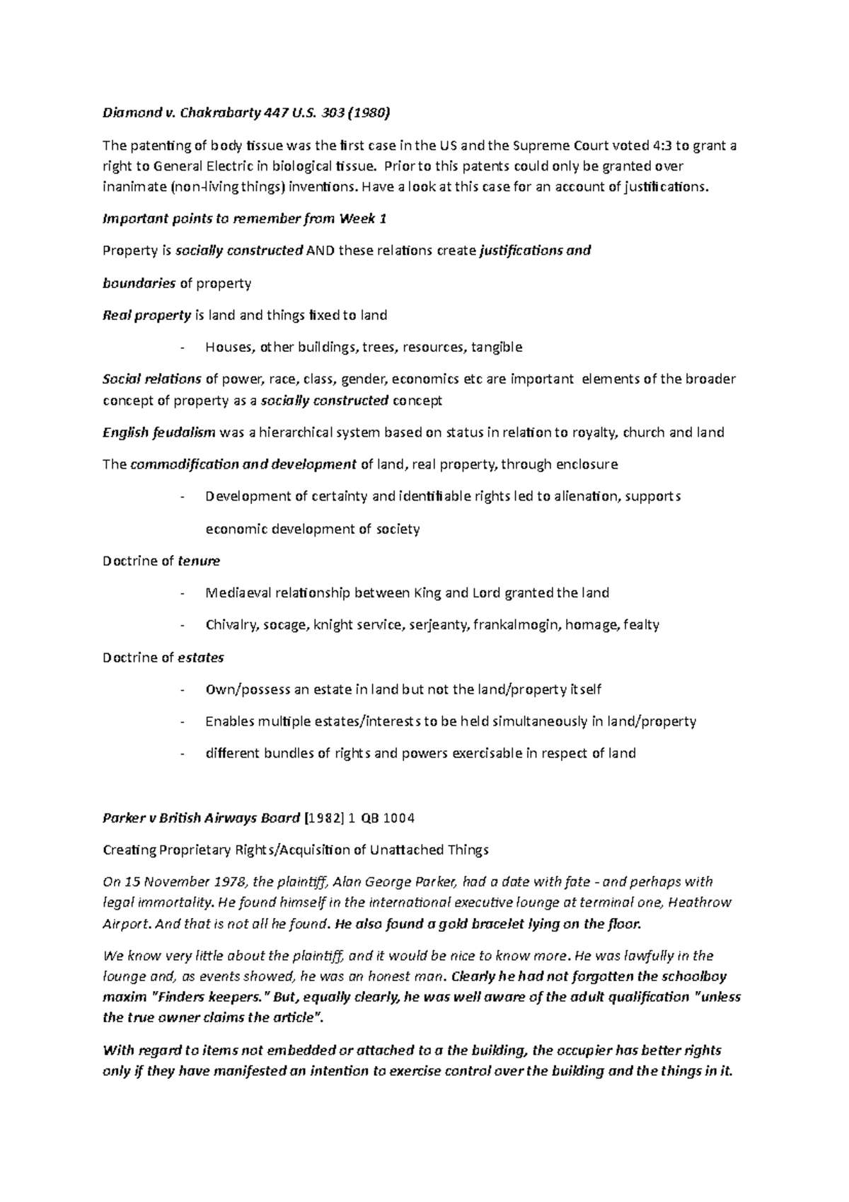 notes for Quiz, answers - Diamond v. Chakrabarty 447 U. 303 (1980) The ...