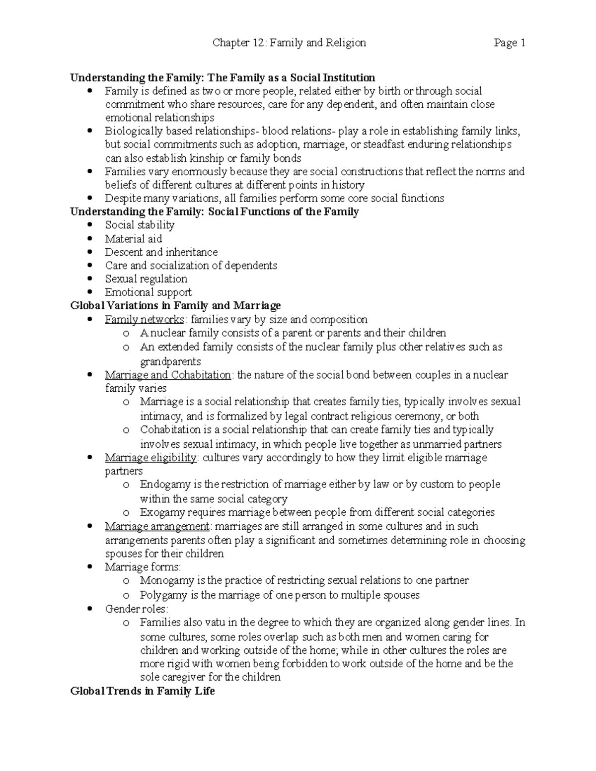 Chapter 12 - Chapter 12: Family and Religion Page 1 Understanding the ...