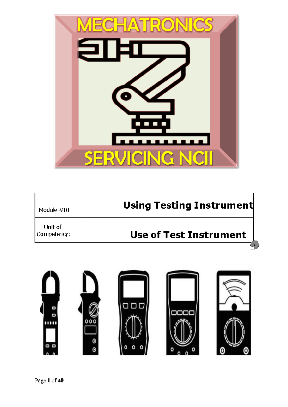 Module 10 Testing Instrument part1 1 - Module # Using Testing ...