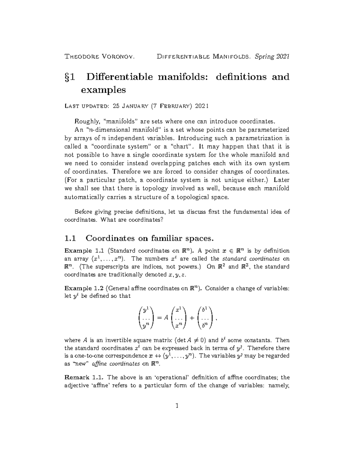 1-manifolds - Manifolds - §1 Differentiable manifolds: definitions and ...