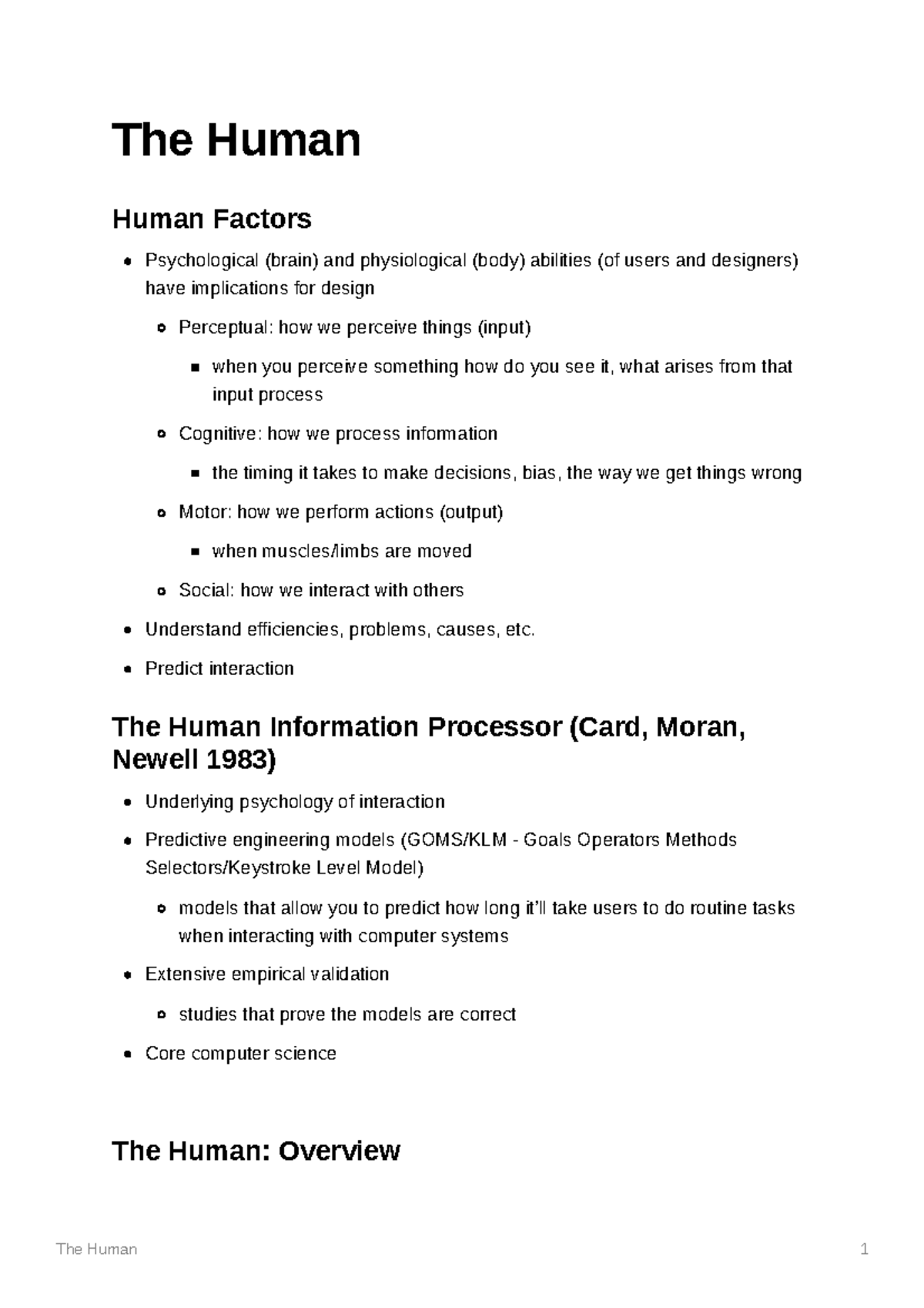 The Human - The Human Human Factors Psychological (brain) and ...