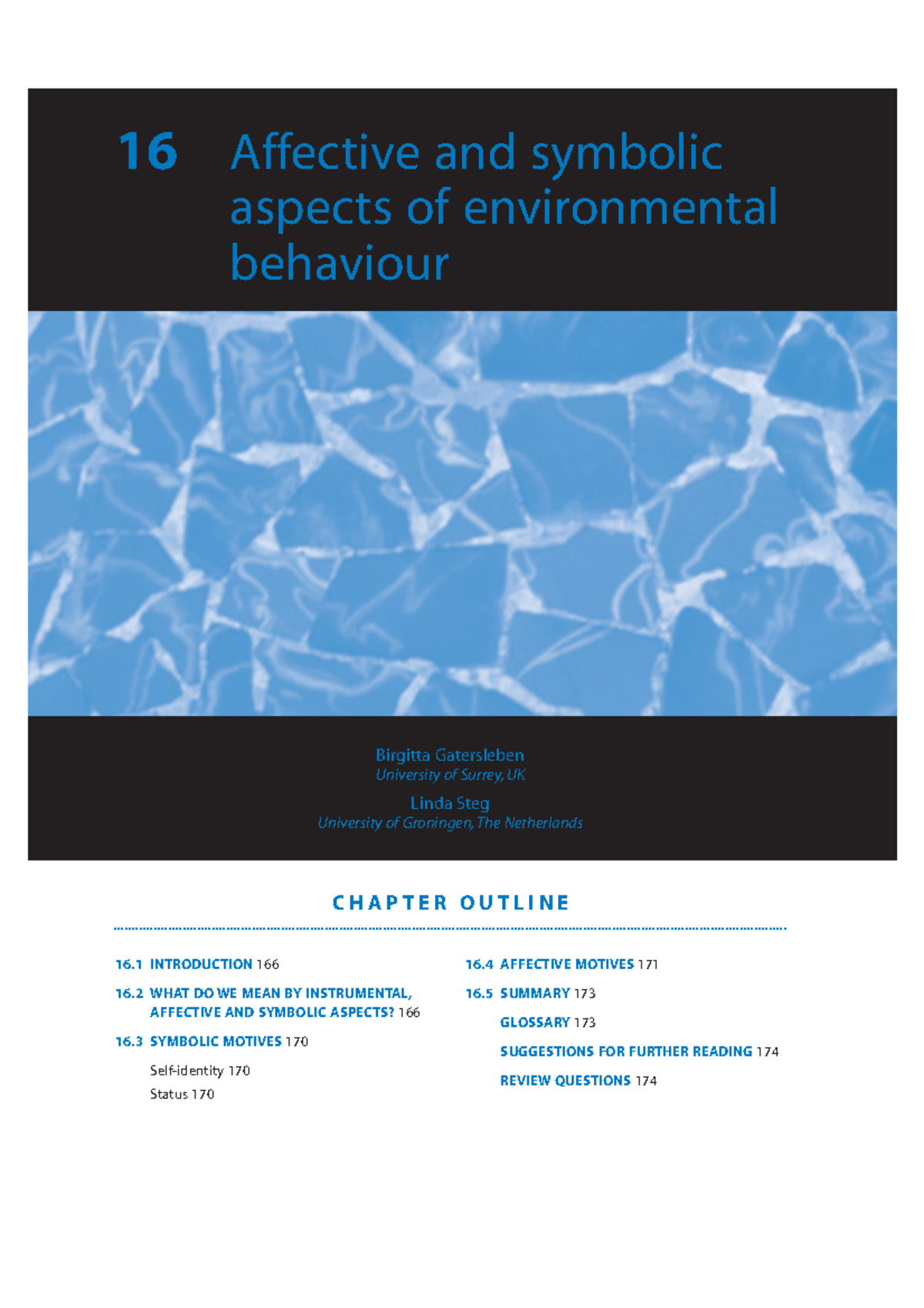 Affective and symbolic aspects of environmental behavior - 16 Affective ...