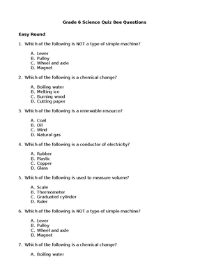 Grade 3 science quiz bee - Grade 3 Science Quiz Bee Reviewer Easy Round Which of the following ...