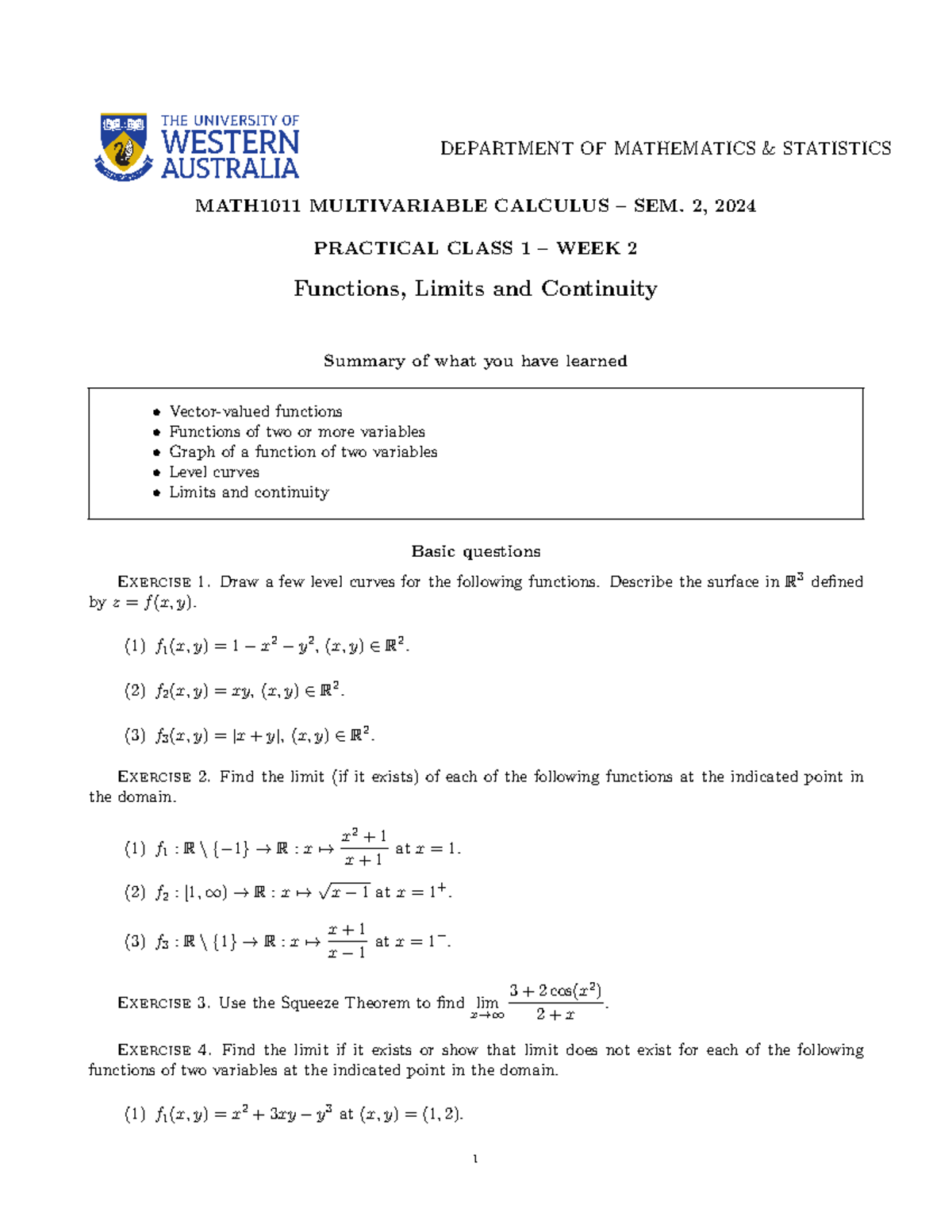 MATH1011 Prac1 week2 24 - DEPARTMENT OF MATHEMATICS & STATISTICS ...