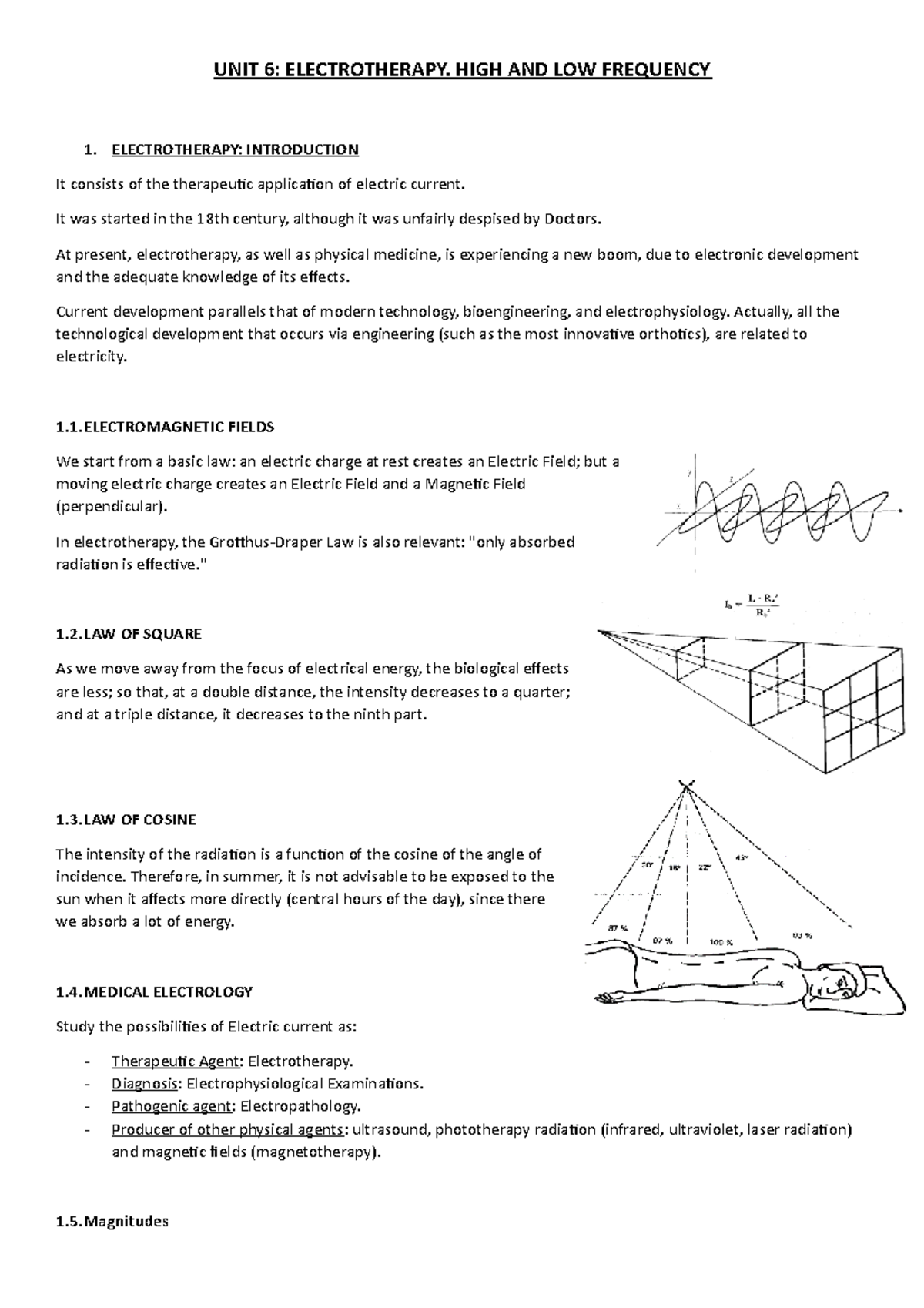 Unit 6 - Lecture notes 6 - UNIT 6: ELECTROTHERAPY. HIGH AND LOW ...