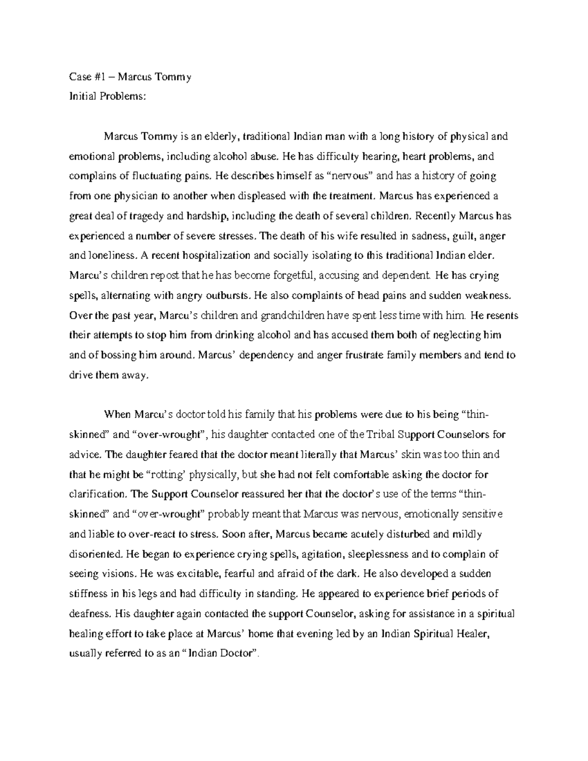 Case #1 - Marcus Tommy - Case Study - Case #1 – Marcus Tommy Initial ...