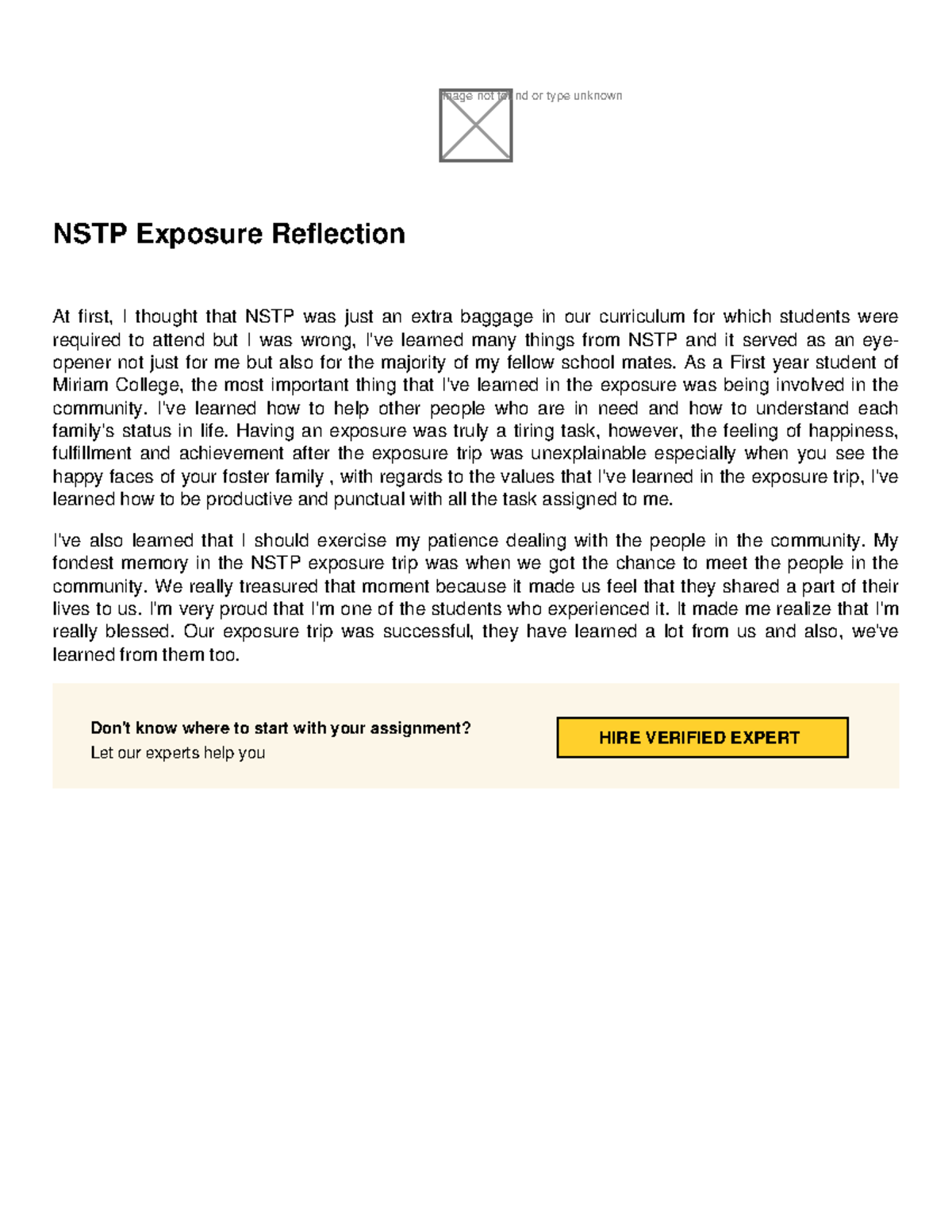 NSTP Exposure Reflection - Image not found or type unknown NSTP ...