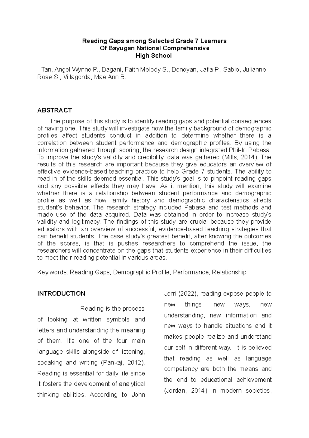 Journal-Tan-Group - sdsadsad - Reading Gaps among Selected Grade 7 Learners Of Bayugan National ...