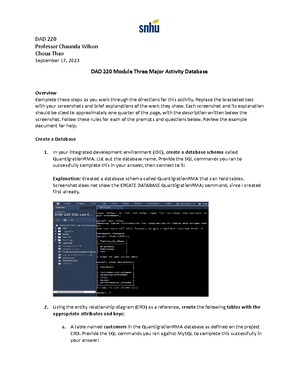 DAT 223 Project Two Milestone - DAT 223 Project Two Milestone Choua ...