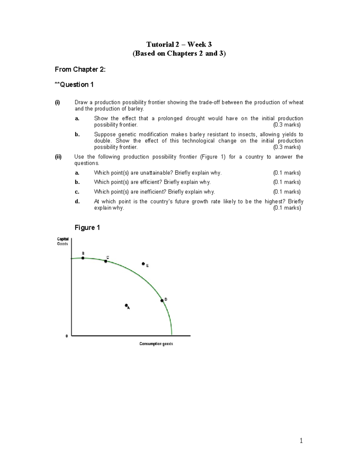 Tute 2 - Tutorial 2 Week 3 Questions - 1 Tutorial 2 – Week 3 (Based on Chapters 2 and 3) From ...