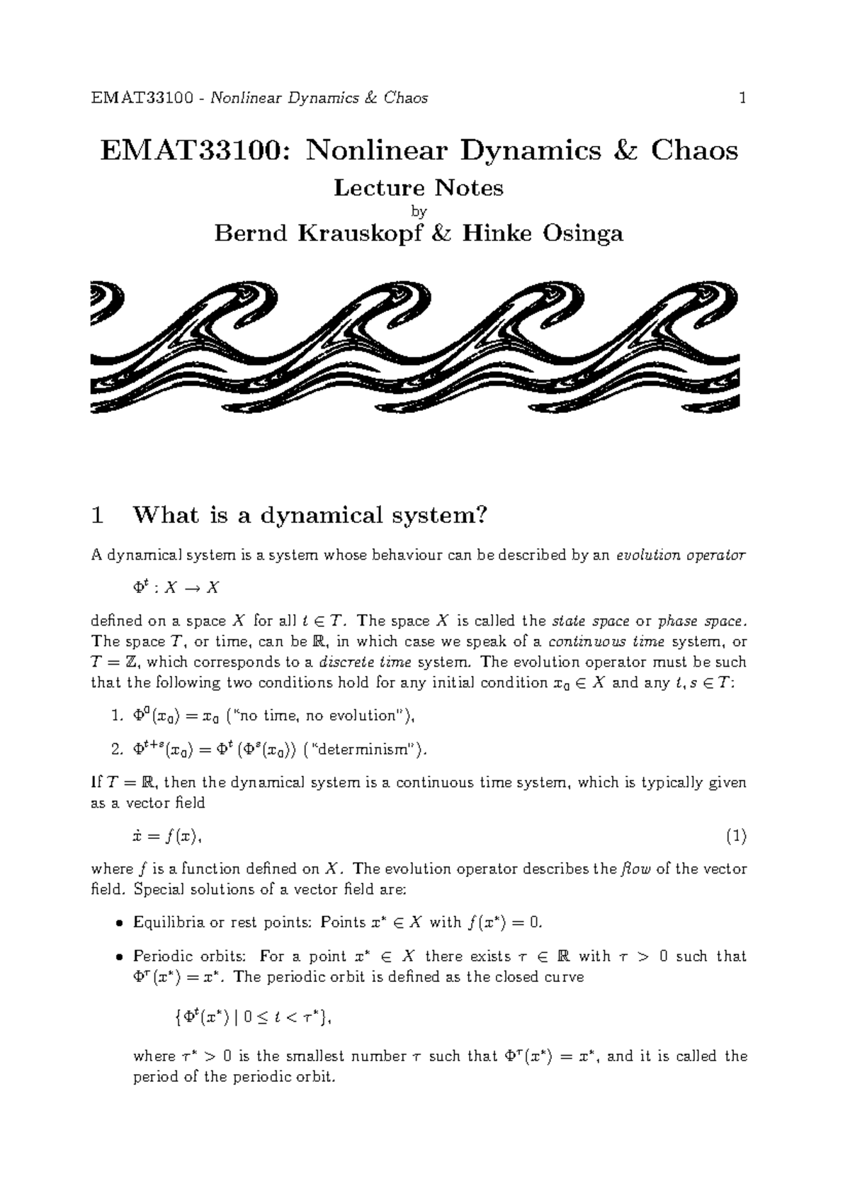 Lecture notes - all lectures - EMAT33100- Nonlinear Dynamics & Chaos 1 ...