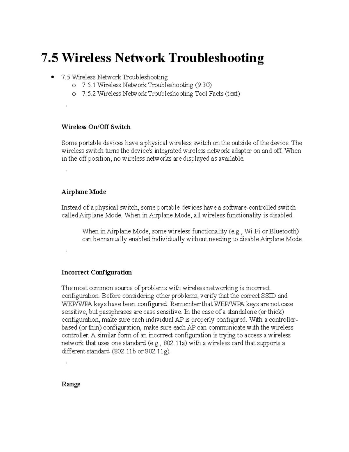 7.5 Wireless Network Troubleshooting - 5 Wireless Network ...
