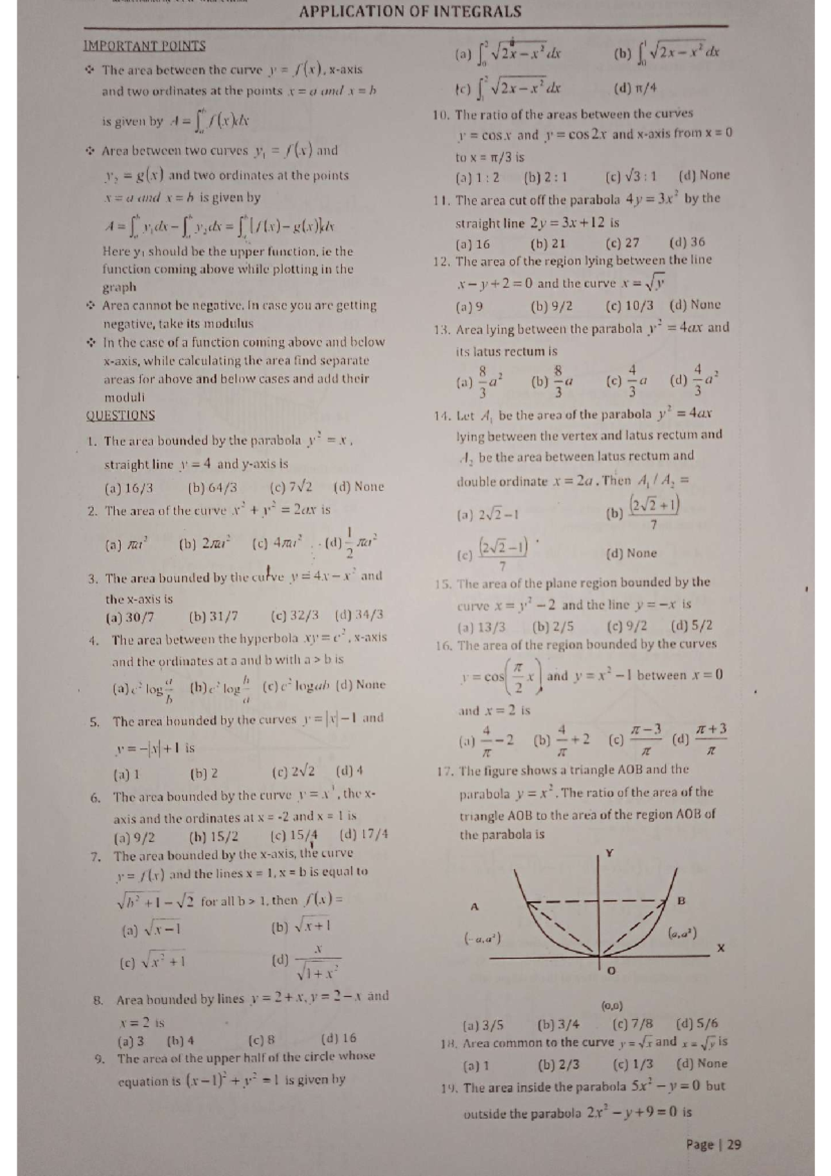 Application of integral - core course in mathematics - Studocu