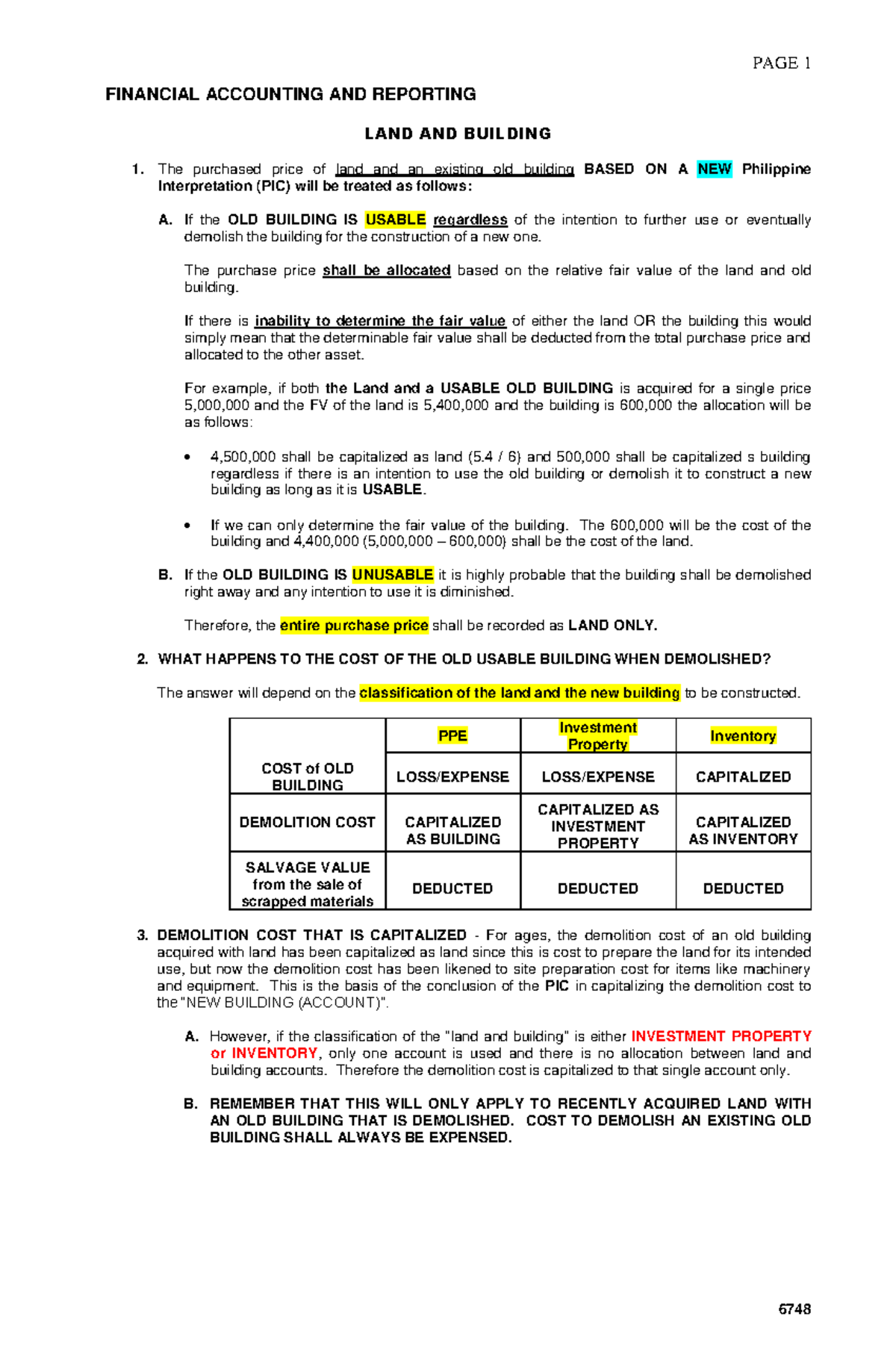 6748 Land Building and Borrowing Cost - Bachelor of Science in ...