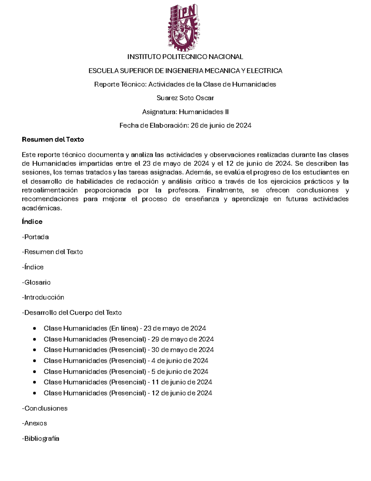 Reporte tecnico - IPN - INSTITUTO POLITECNICO NACIONAL ESCUELA SUPERIOR ...