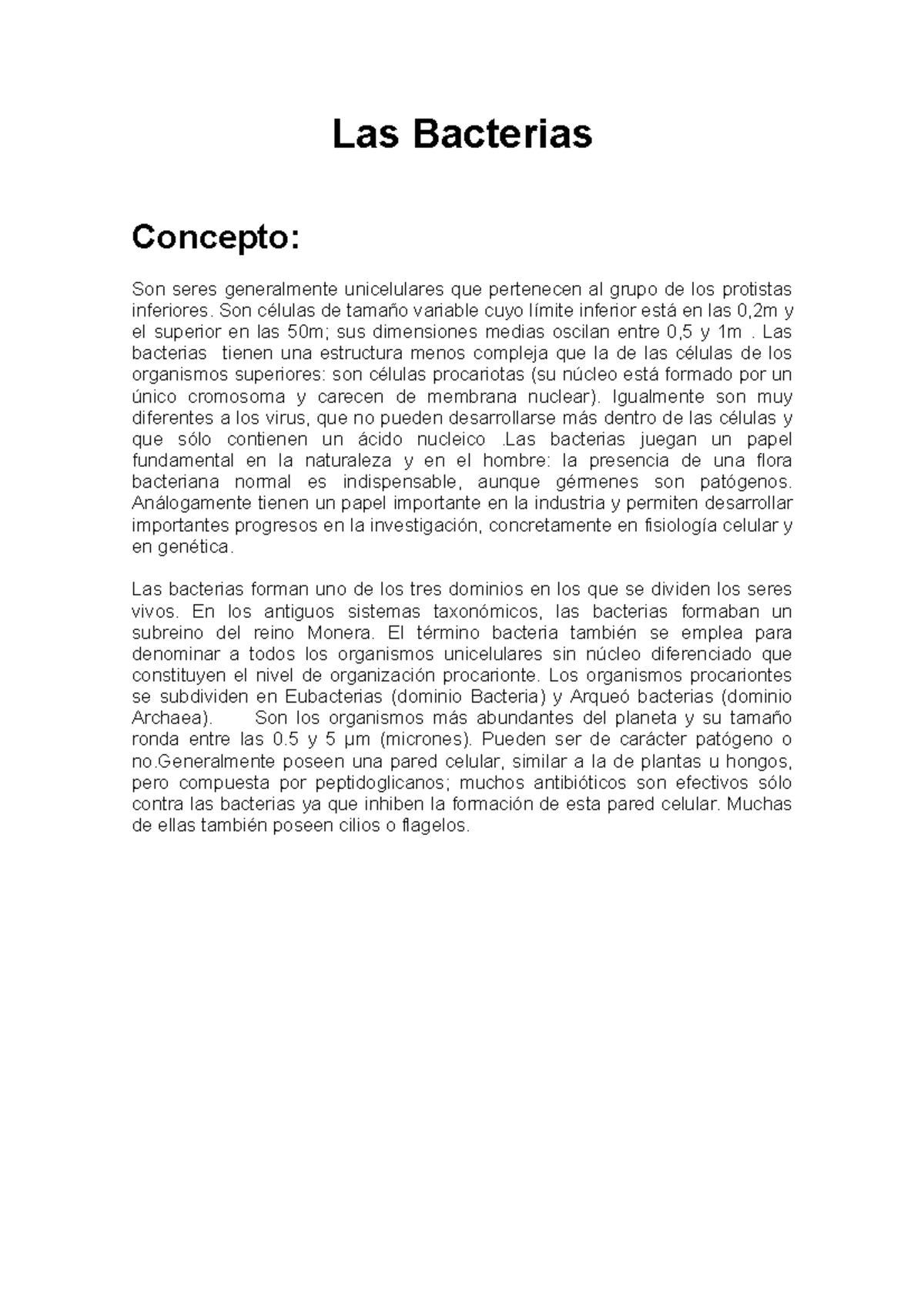 Bacterias - gfjhgdcjh - Las Bacterias Concepto: Son seres generalmente ...