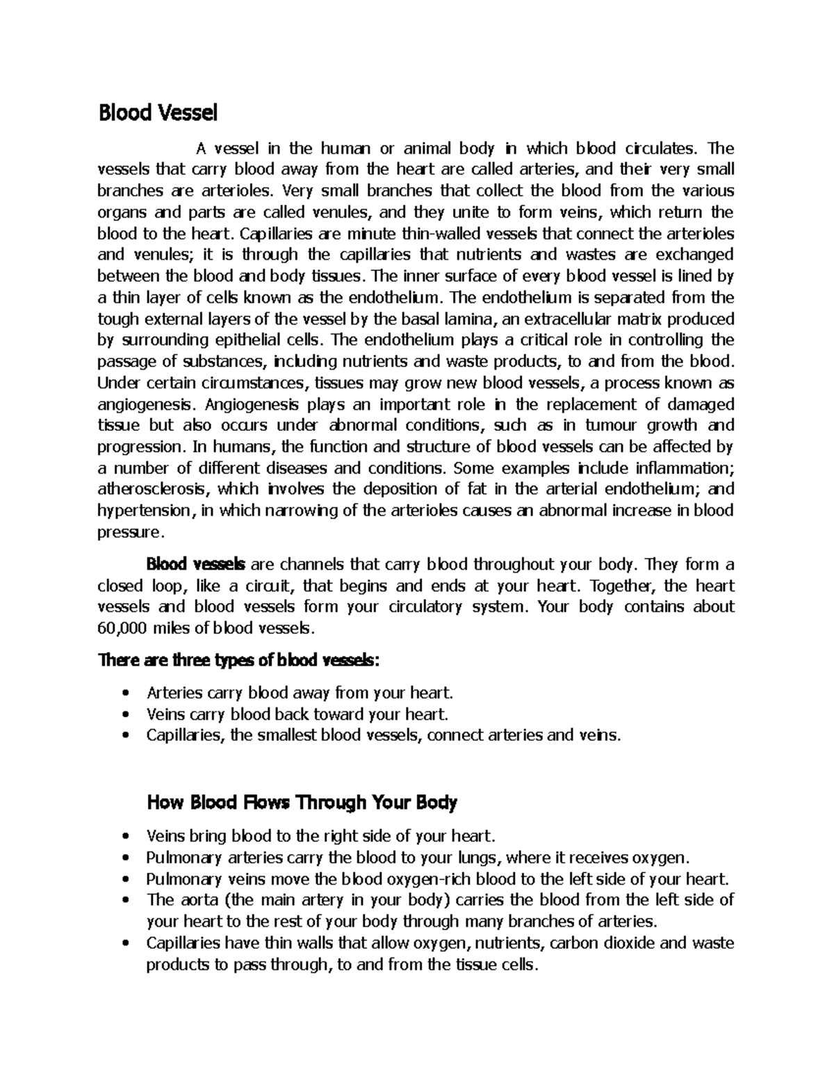 Blood Vessel - Conditions and disorders affect the blood vessels ...