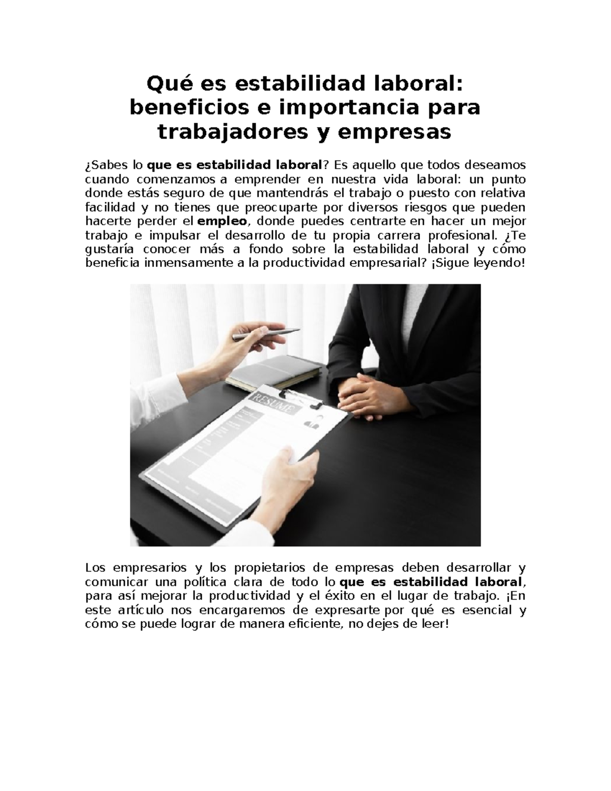 Qué es estabilidad laboral - Qué es estabilidad laboral: beneficios e ...