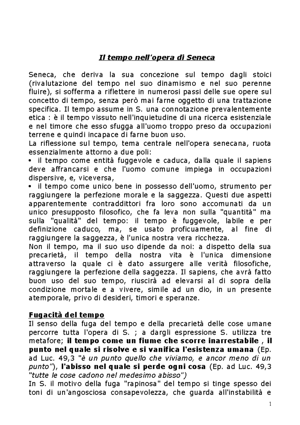 Seneca - Il tempo nell'opera di Seneca Seneca, che deriva la sua ...