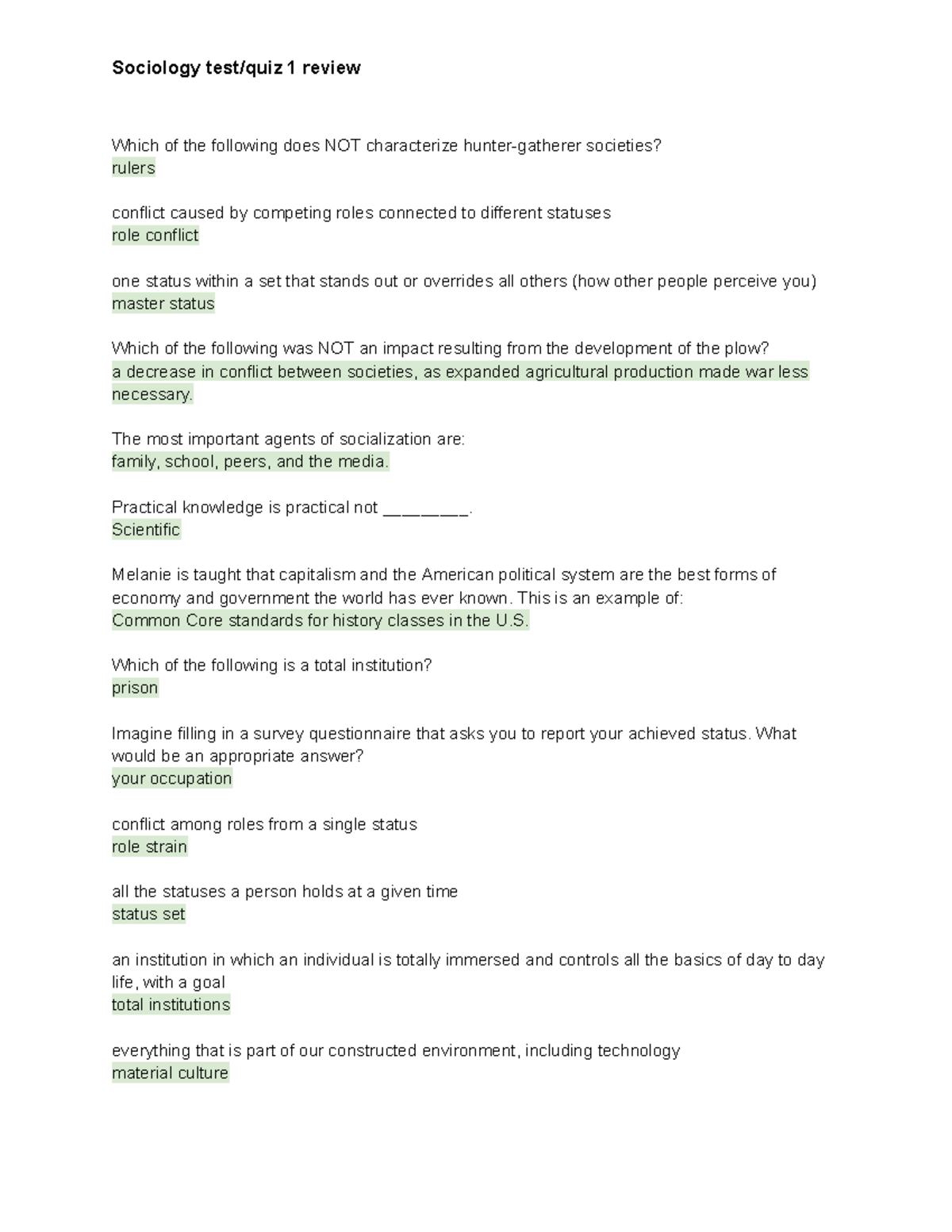 Sociology test quiz 1 review - Esmeralda Figueroa - Sociology test/quiz ...