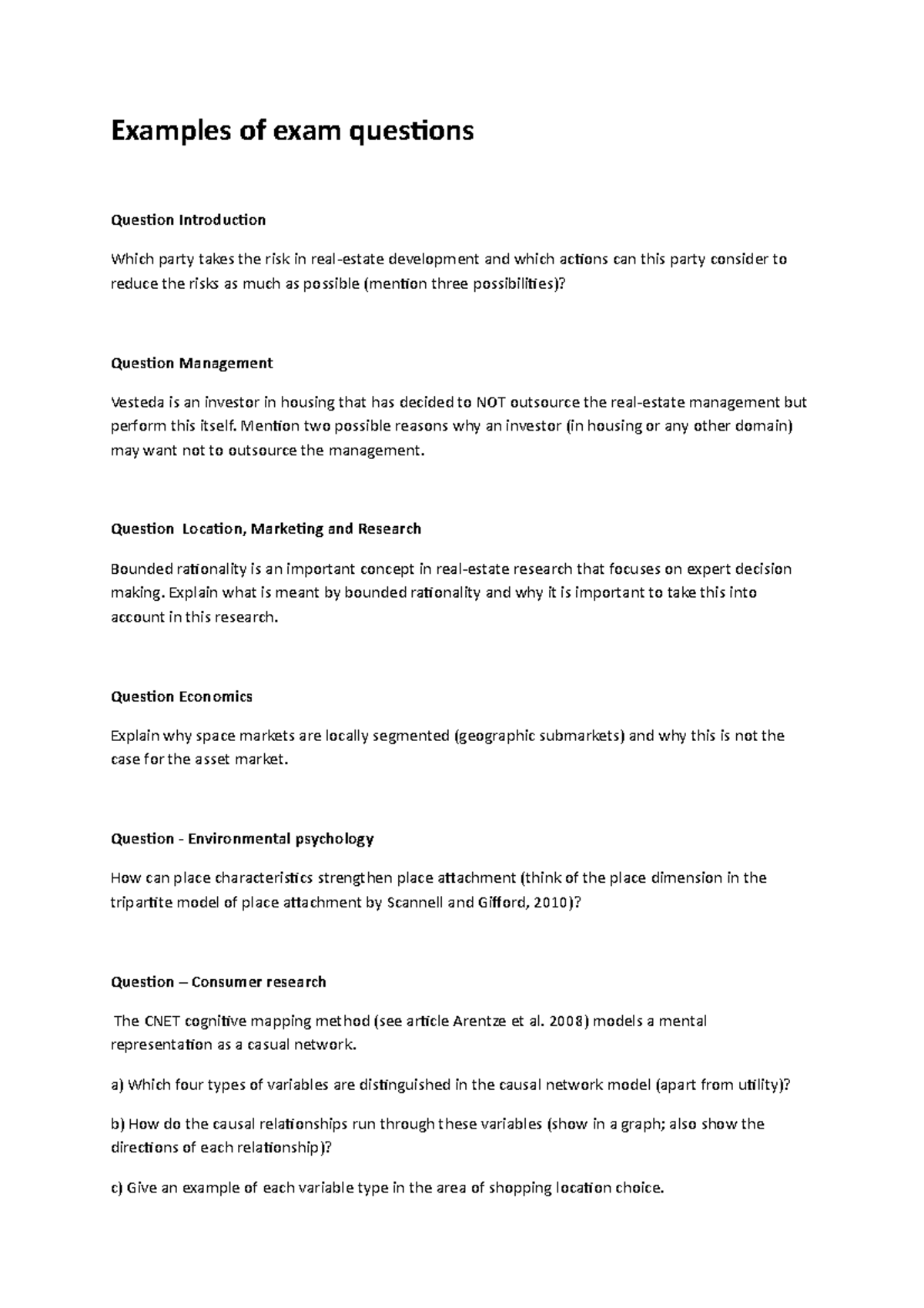 Examples Of Exam Questions Examples Of Exam Quesions Quesion