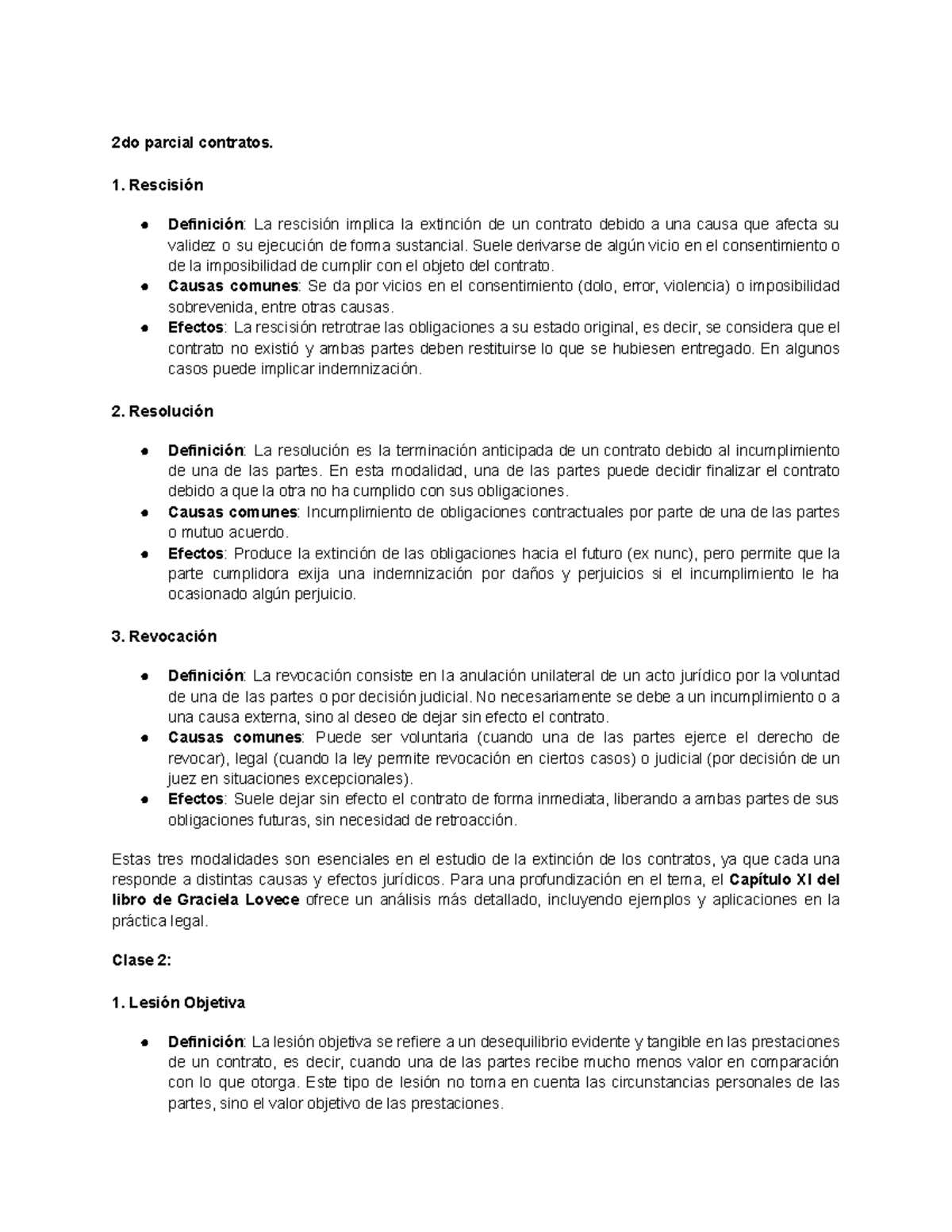 2do parcial contratos - Rescisión Definición: La rescisión implica la ...