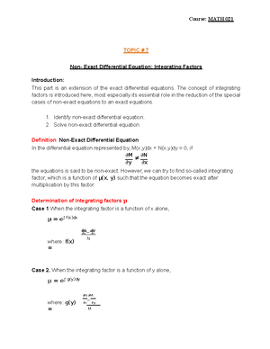 Differential Equations- FLOW AND Mixture Problems - DIFFERENTIAL ...
