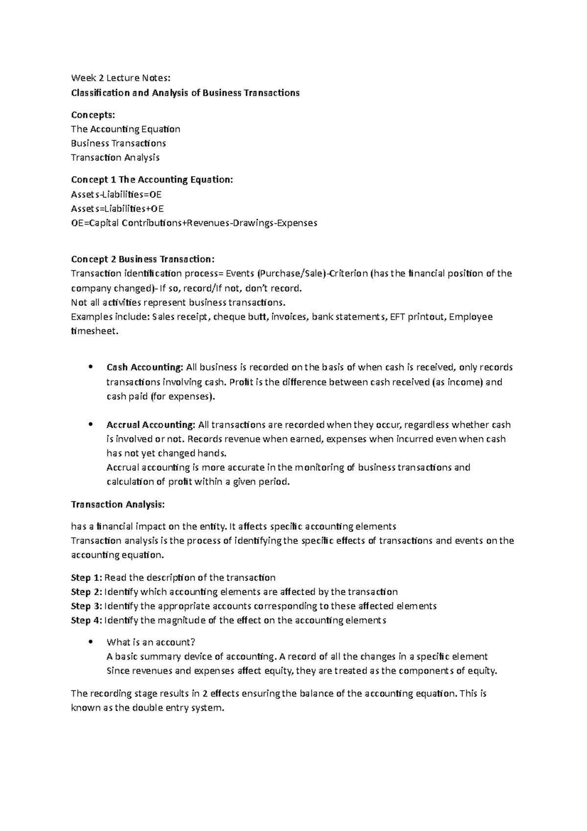 Week 2 Lecture Notes - Week 2 Lecture Notes: Classiicaion and Analysis ...