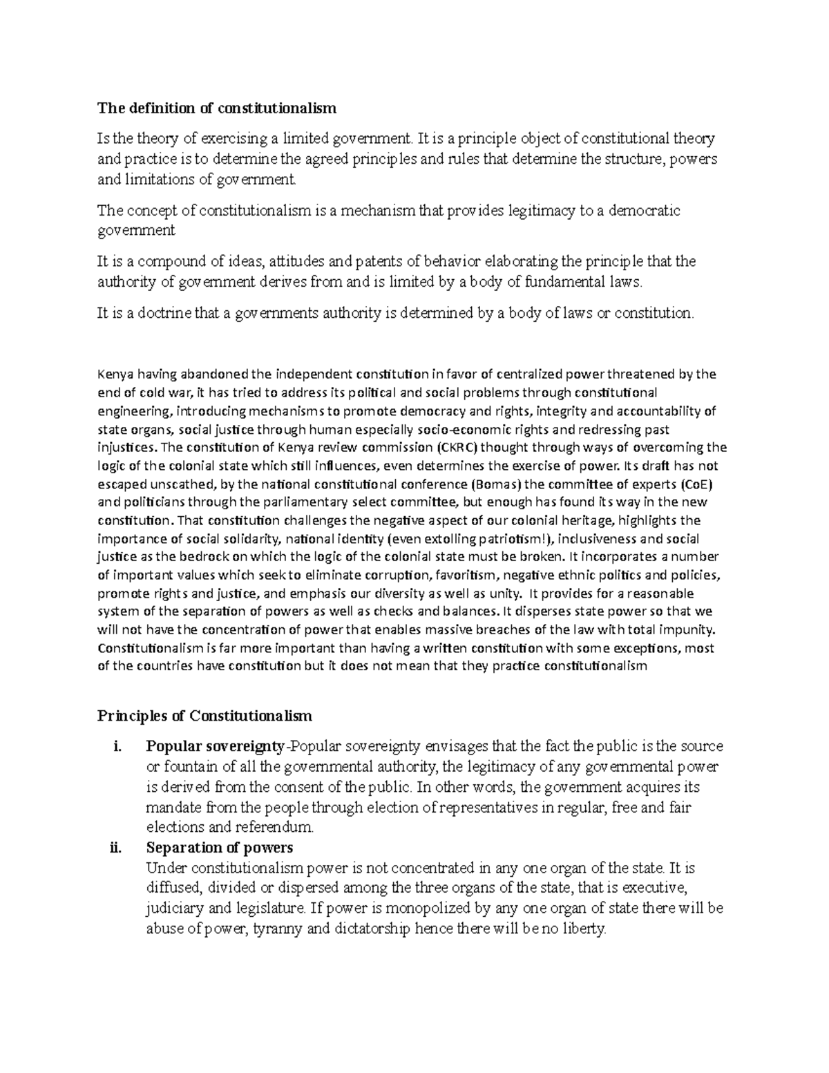 Doctrine of constituionalism - The definition of constitutionalism Is ...