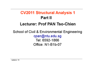 Structural Analysis I CV2011 - NTU - StuDocu