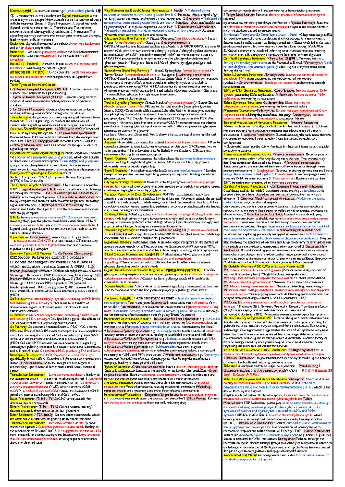 Bio 106 cheetsheet - cheatsheet - Hormone(激素）:A chemical messenger ...