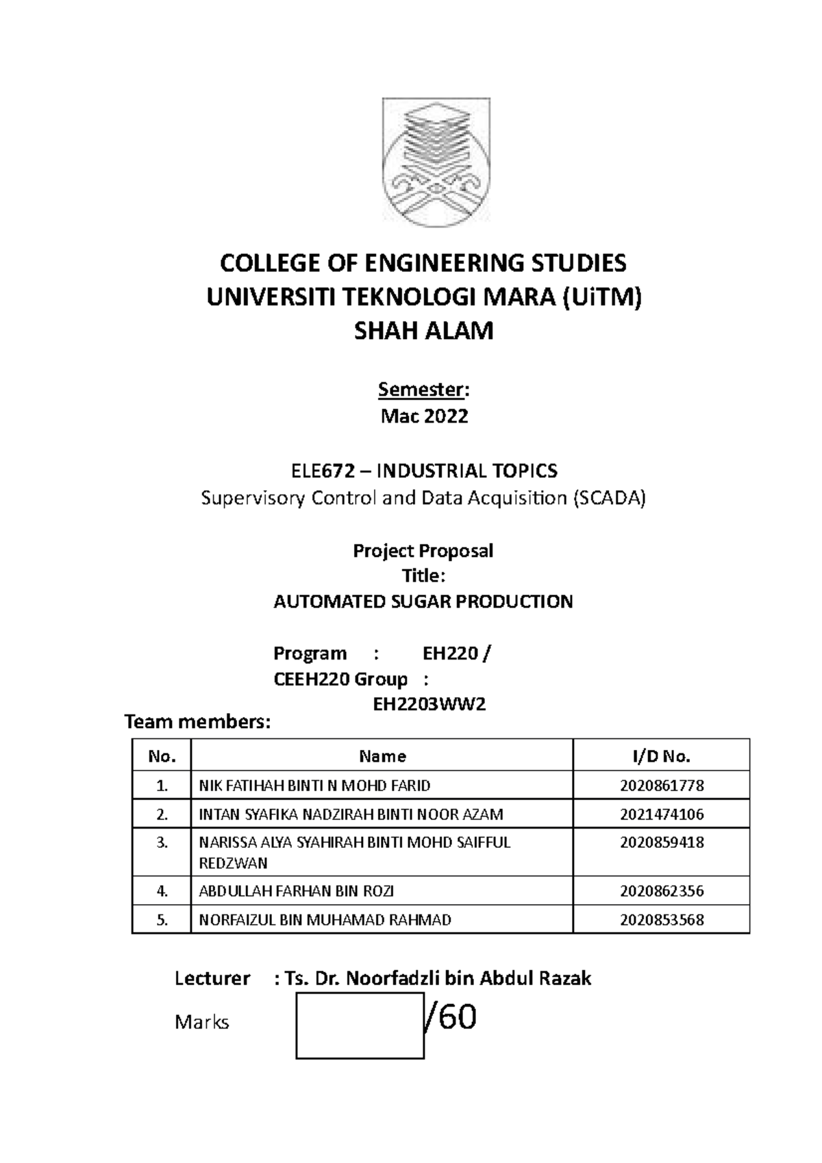 ELE Project Proposal-merged (2) - COLLEGE OF ENGINEERING STUDIES ...
