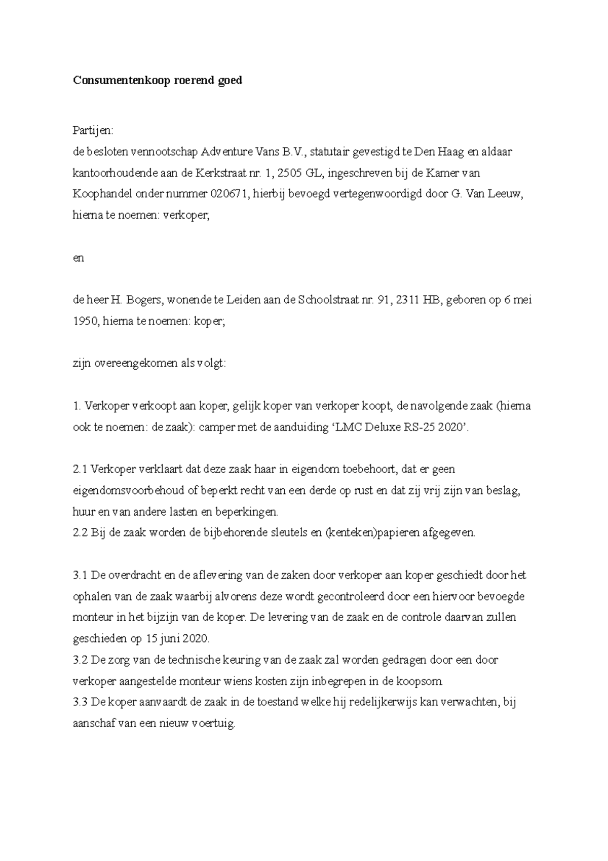 Praktijkvaardigheden procesrecht - Privaatrecht contract + essay - Consumentenkoop roerend goed ...