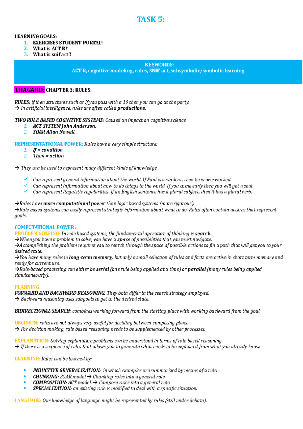 TASK 5 BOOK Chapter + 3 Articles - TASK 5: LEARNING GOALS: 1. EXERCISES ...