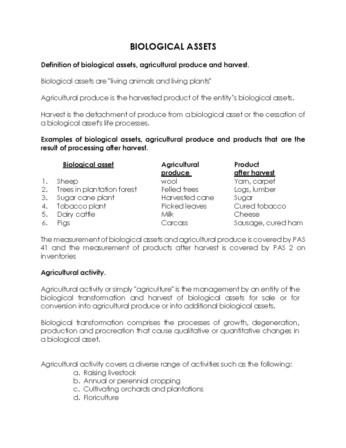 Biological Assets 0 - Notes - BIOLOGICAL ASSETS Definition of ...