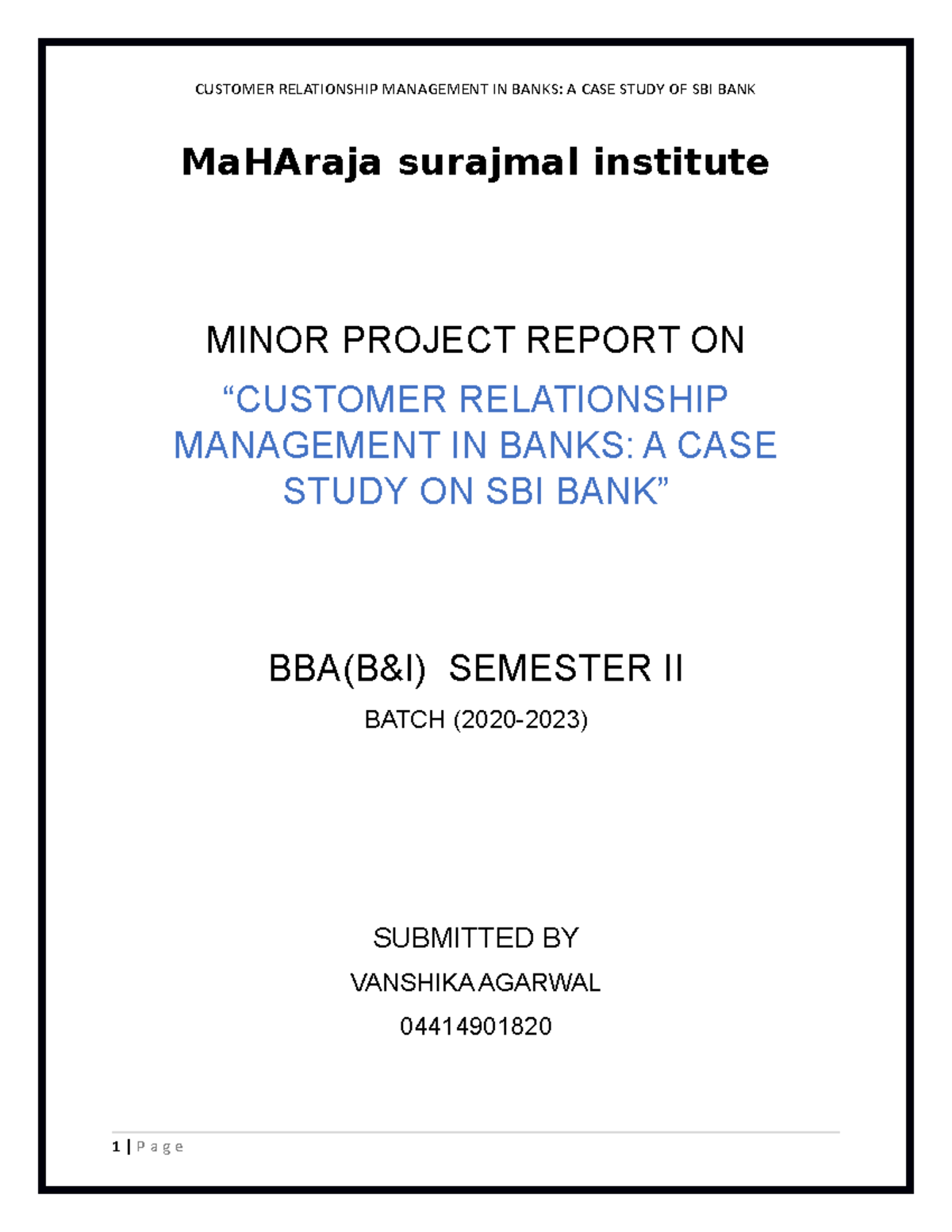 Minor project report by vanshika agarwal - MaHAraja surajmal institute ...