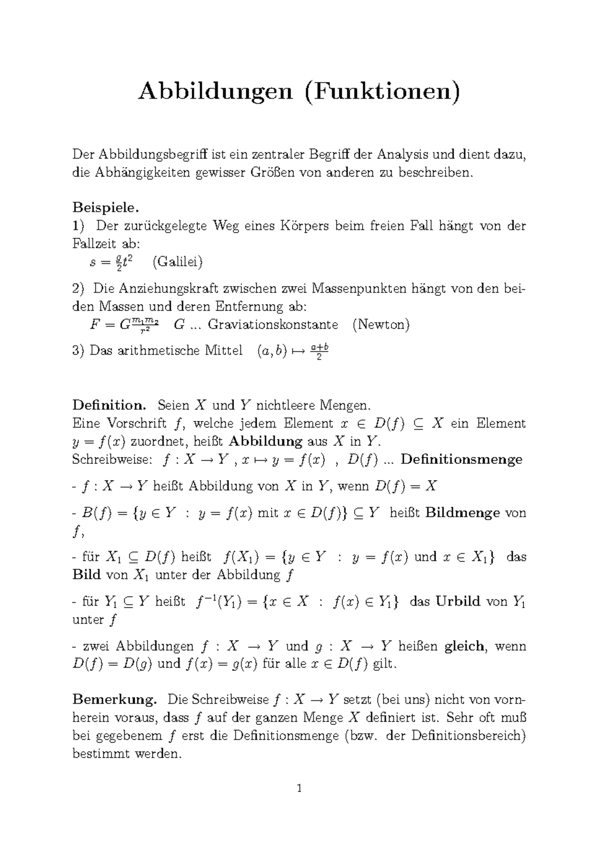 04 abbildungen - Abbildungen (Funktionen) Der Abbildungsbegriff ist ein ...