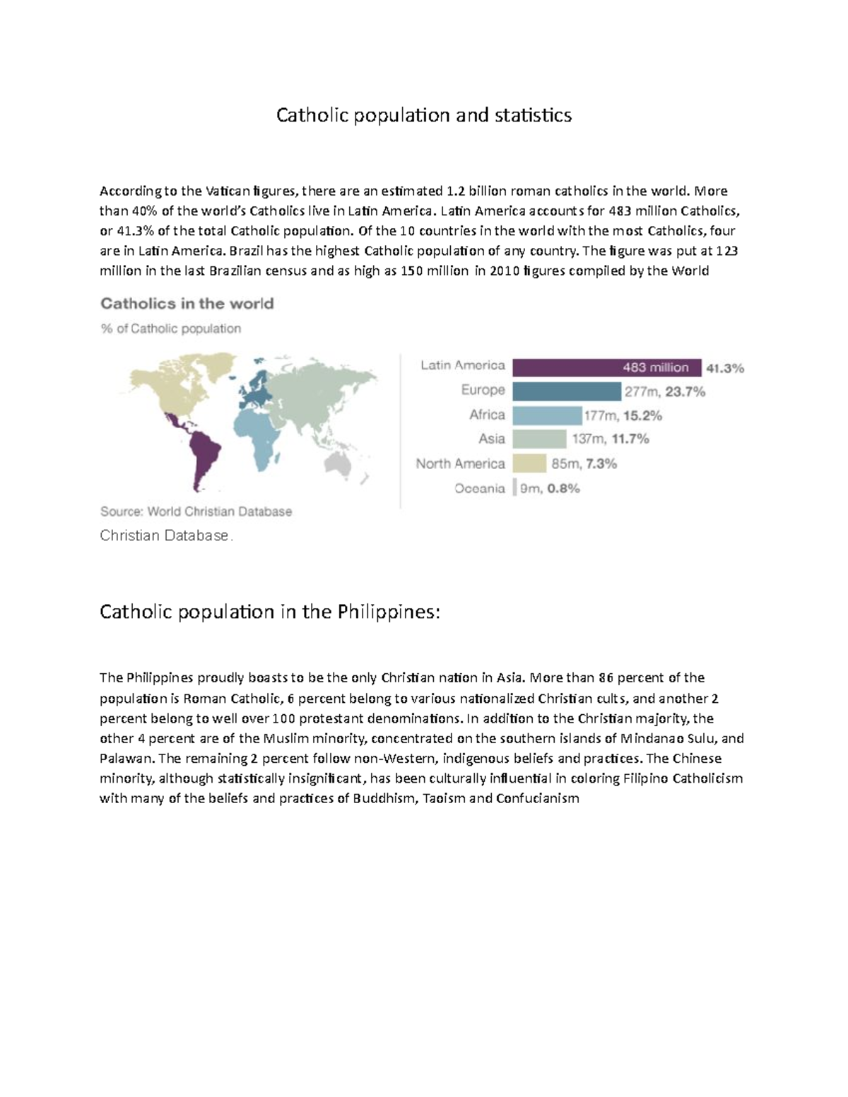 Catholic population and statistics - Catholic population and statistics ...