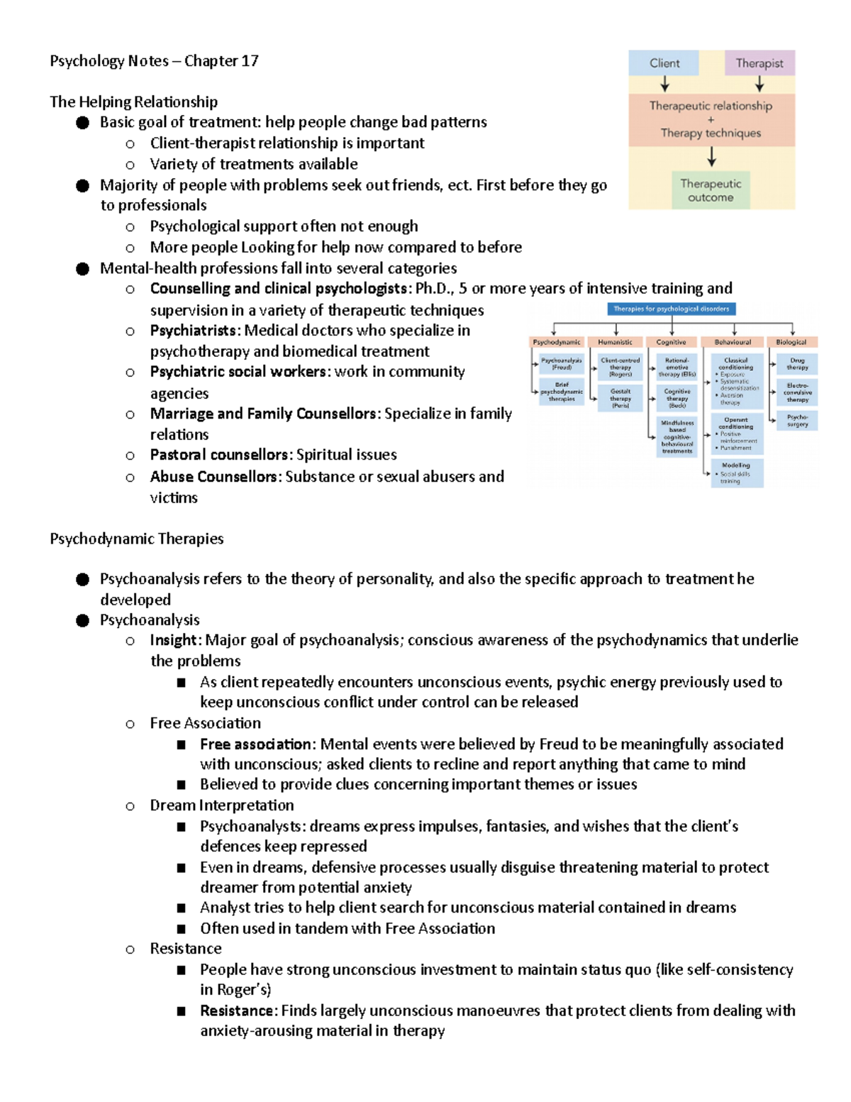 17 - Treatment of Psychological Disorders - Psychology Notes – Chapter ...