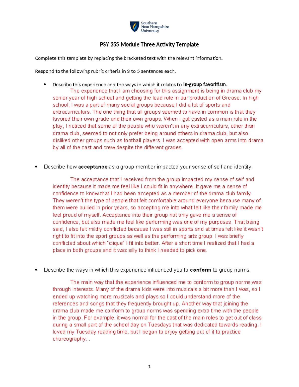 PSY 355 Module Three Activity - Respond to the following rubric ...