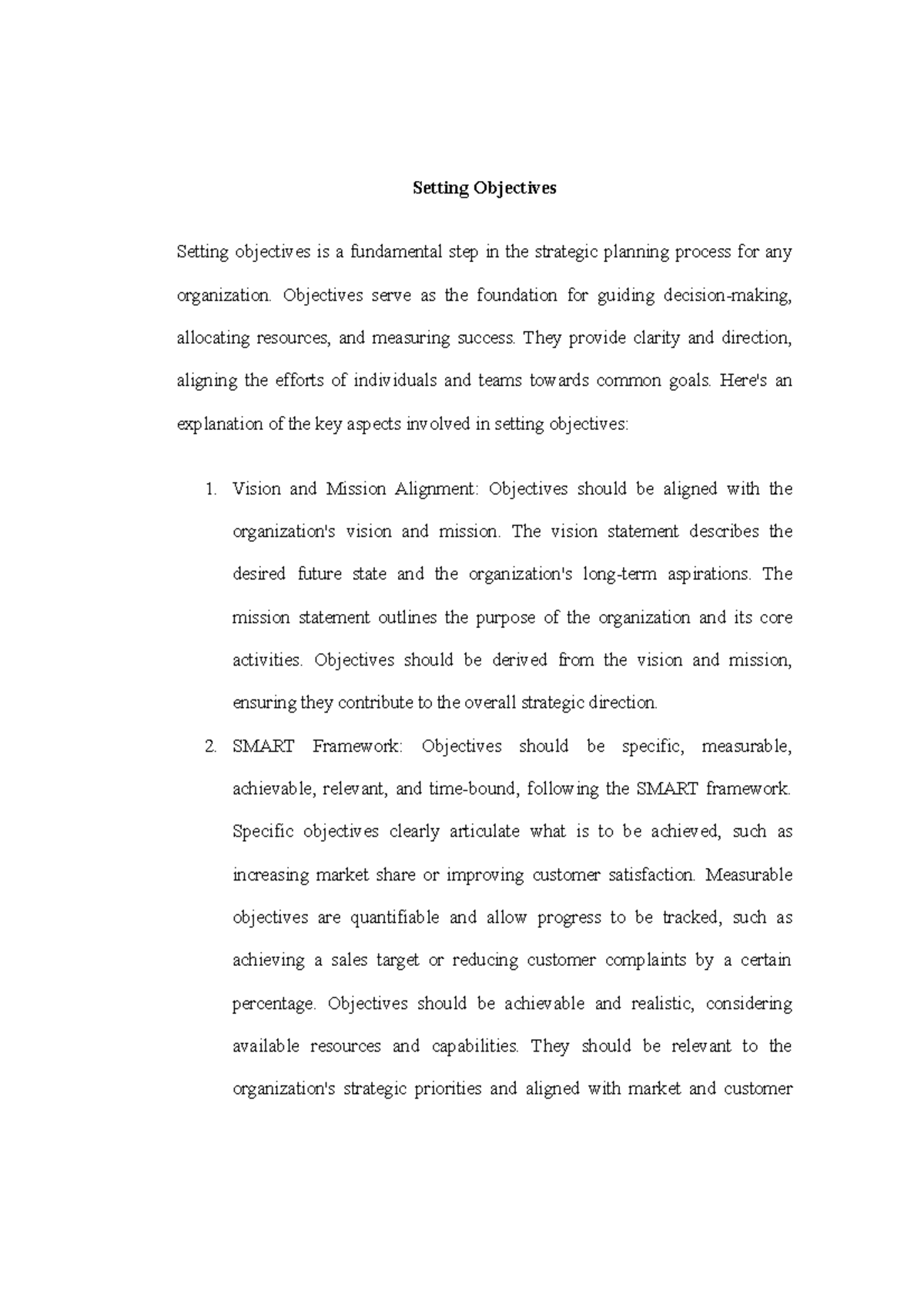 Setting Objectives - Setting Objectives Setting objectives is a ...