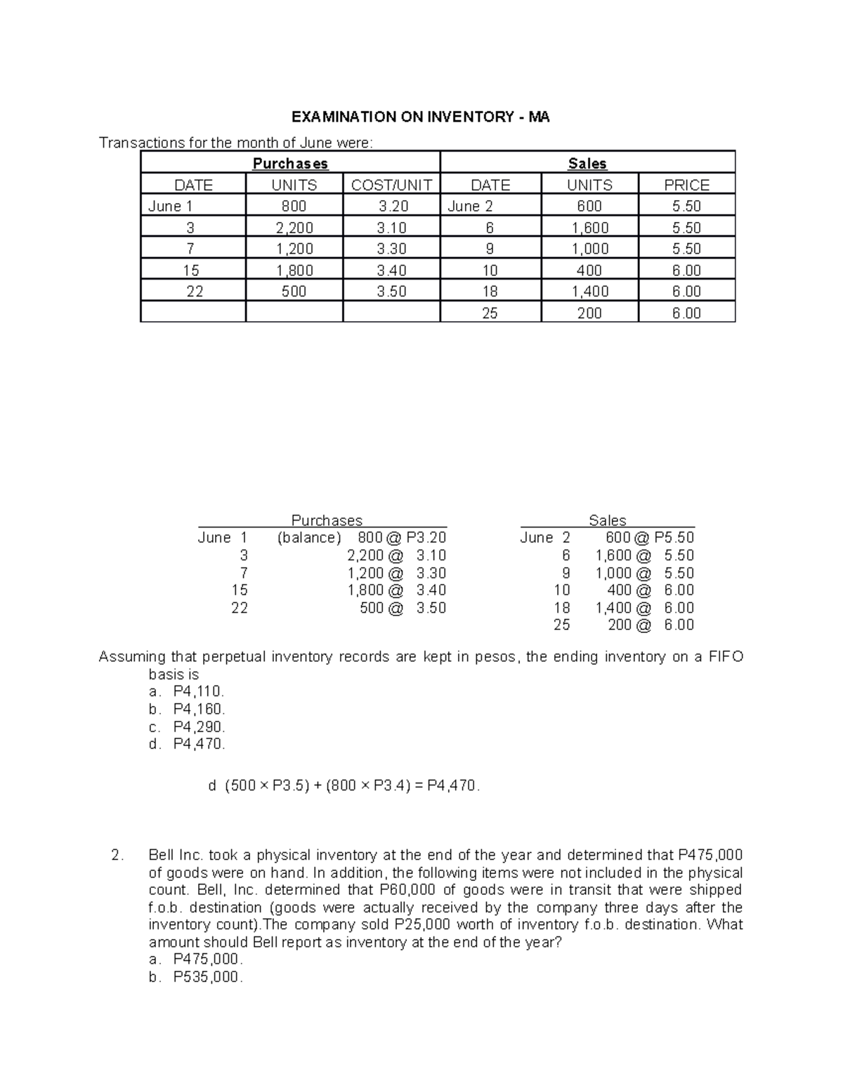 Inventory Examination- Practice materials for Accountancy - BS ...