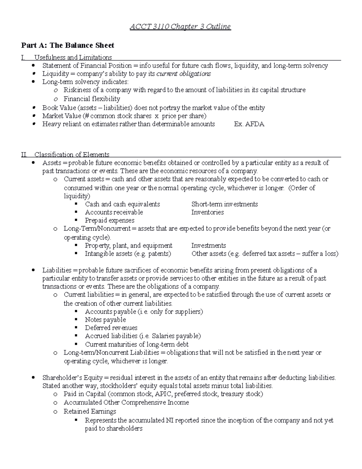 Outline - Chapter 3 - Professor Zining Li. Each document includes book ...